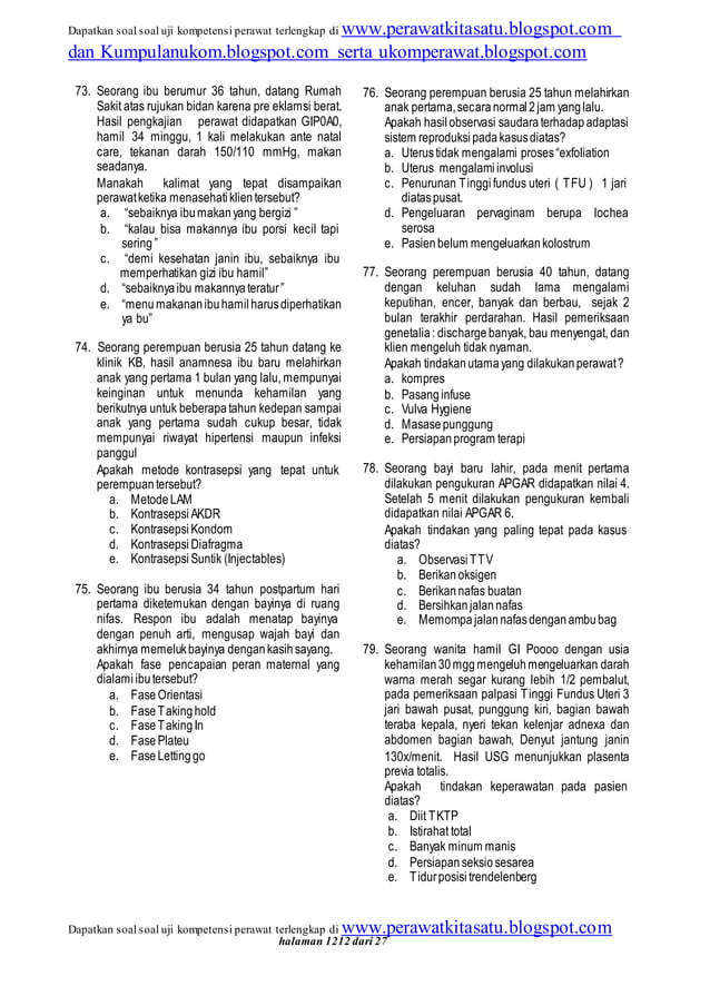 Soal ukom perawat dan kunci jawaban | DOCX