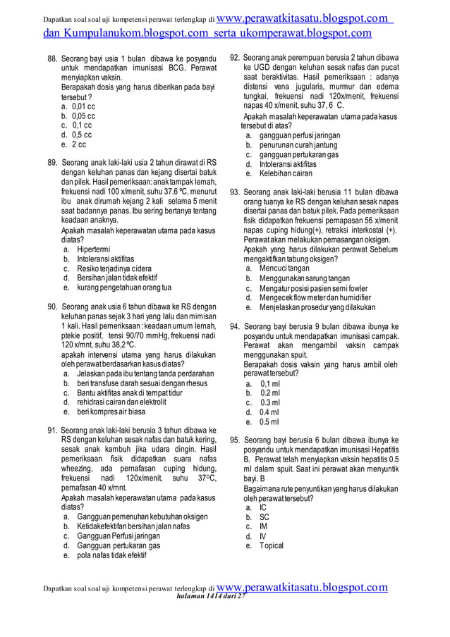 Soal ukom perawat dan kunci jawaban | DOCX