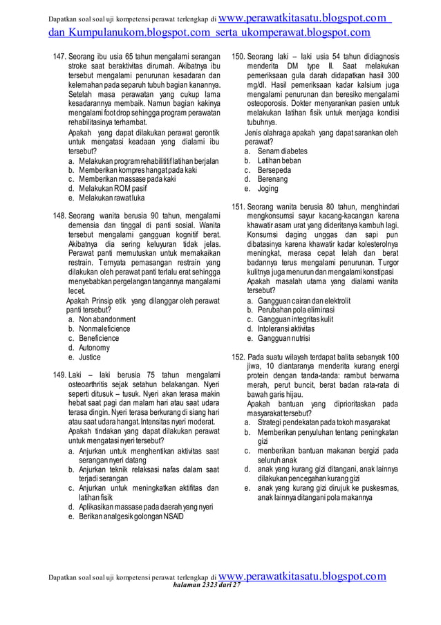 Soal ukom perawat dan kunci jawaban | DOCX