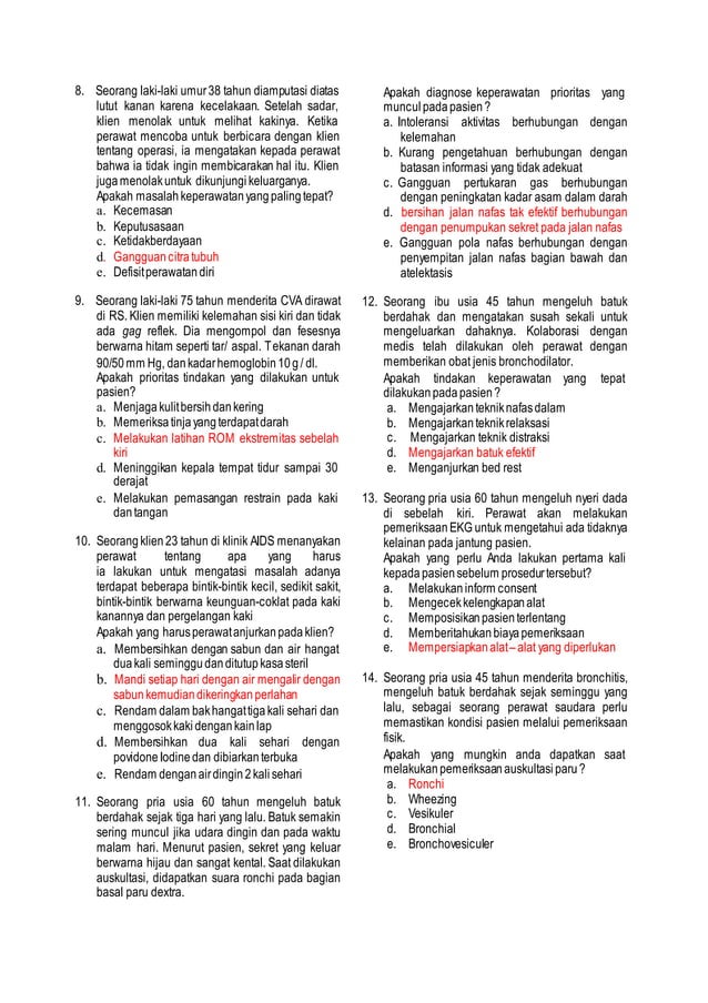 Soal ukom perawat dan kunci jawaban | DOCX