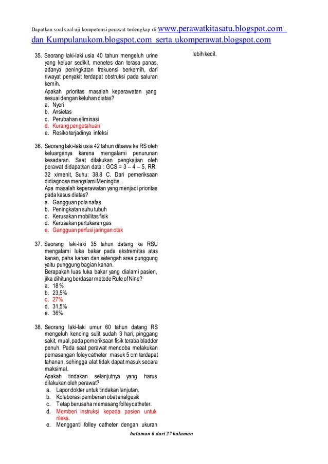 Soal ukom perawat dan kunci jawaban | DOCX