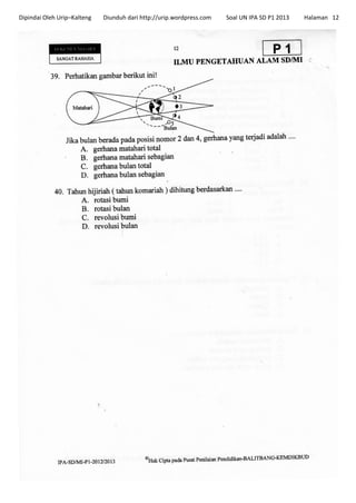 Soal un-ipa-sd-p1-2013 2 | PDF