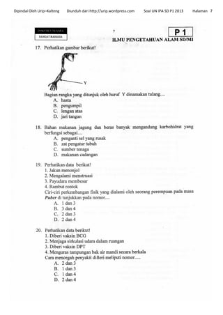 Soal un-ipa-sd-p1-2013 2 | PDF