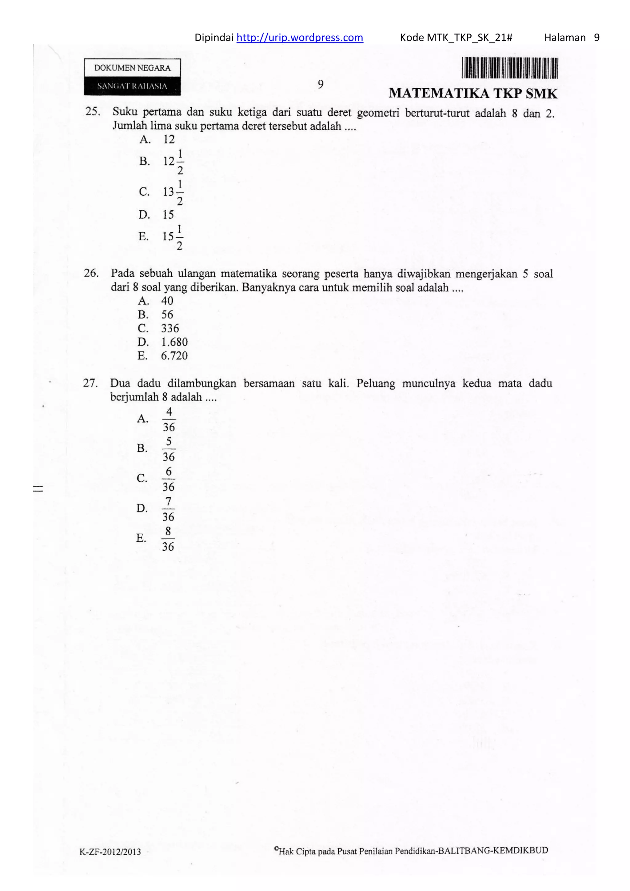 Soal un-matematika-smk-kelompok-teknologi-kesehatan-dan-pertanian-tahun-2013-kode-mtk tkp-sk_21 ...