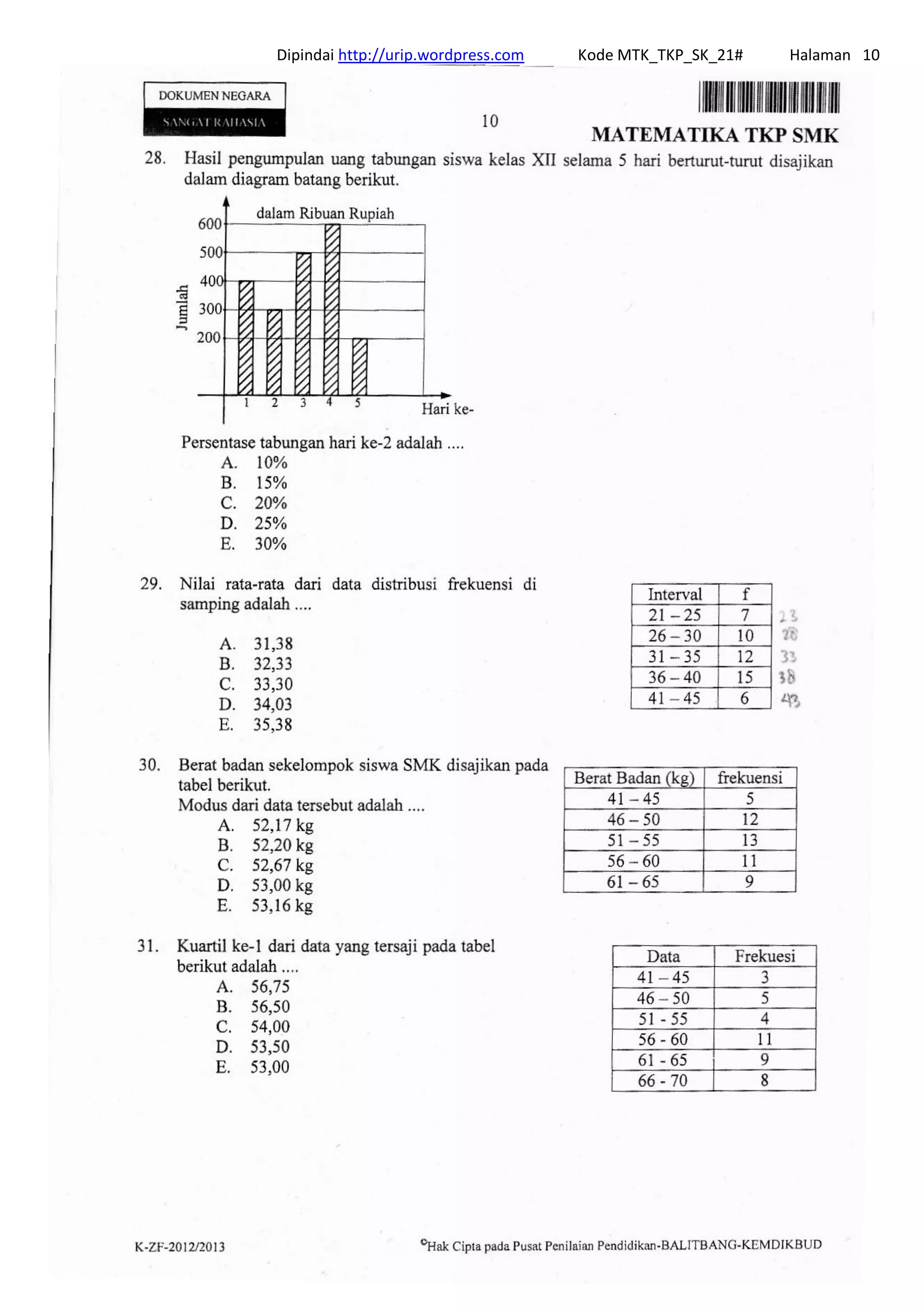Soal un-matematika-smk-kelompok-teknologi-kesehatan-dan-pertanian-tahun-2013-kode-mtk tkp-sk_21 ...