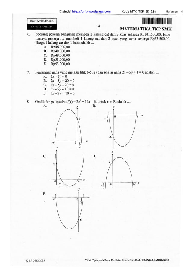 Soal un-matematika-smk-kelompok-teknologi-kesehatan-dan-pertanian-tahun-2013-kode-mtk tkp-sk_21 ...