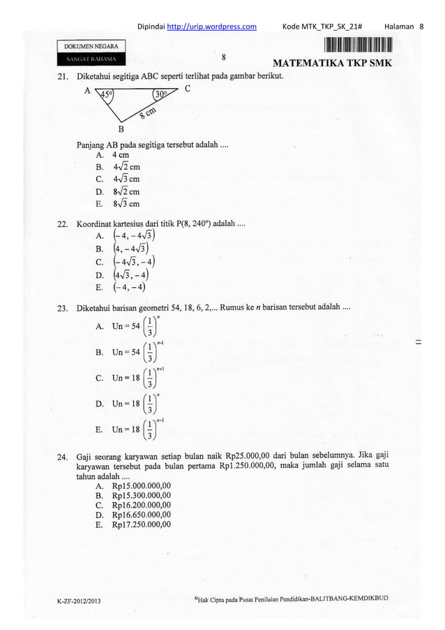 Soal un-matematika-smk-kelompok-teknologi-kesehatan-dan-pertanian-tahun-2013-kode-mtk tkp-sk_21 ...
