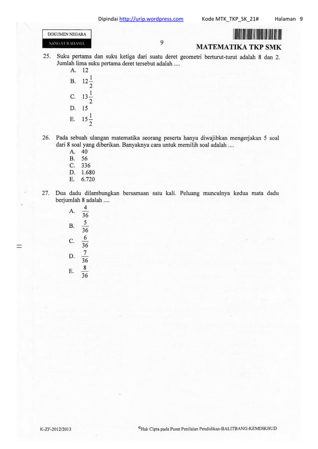 Soal un-matematika-smk-kelompok-teknologi-kesehatan-dan-pertanian-tahun-2013-kode-mtk tkp-sk_21 ...