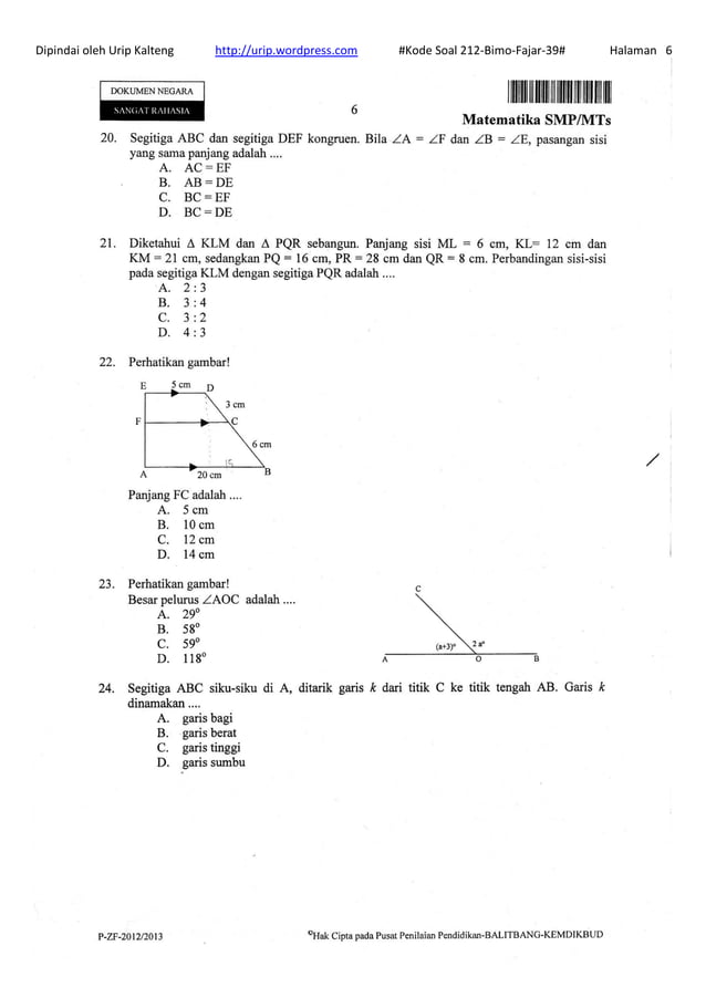 Soal UN-Matematika-SMP 2013 | PDF