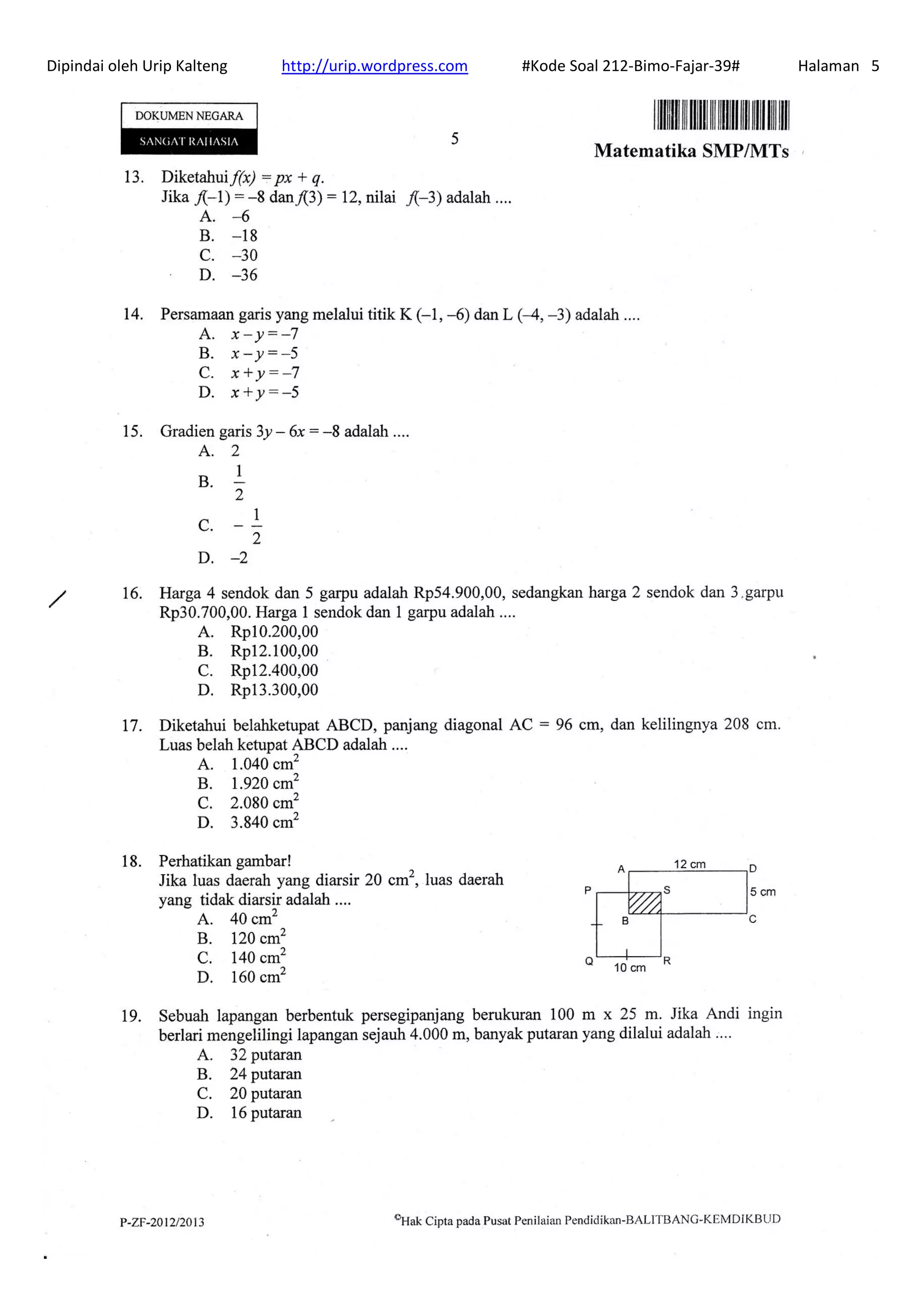 Soal un-matematika-smp-21-212-bimo-fajar-39 | PDF