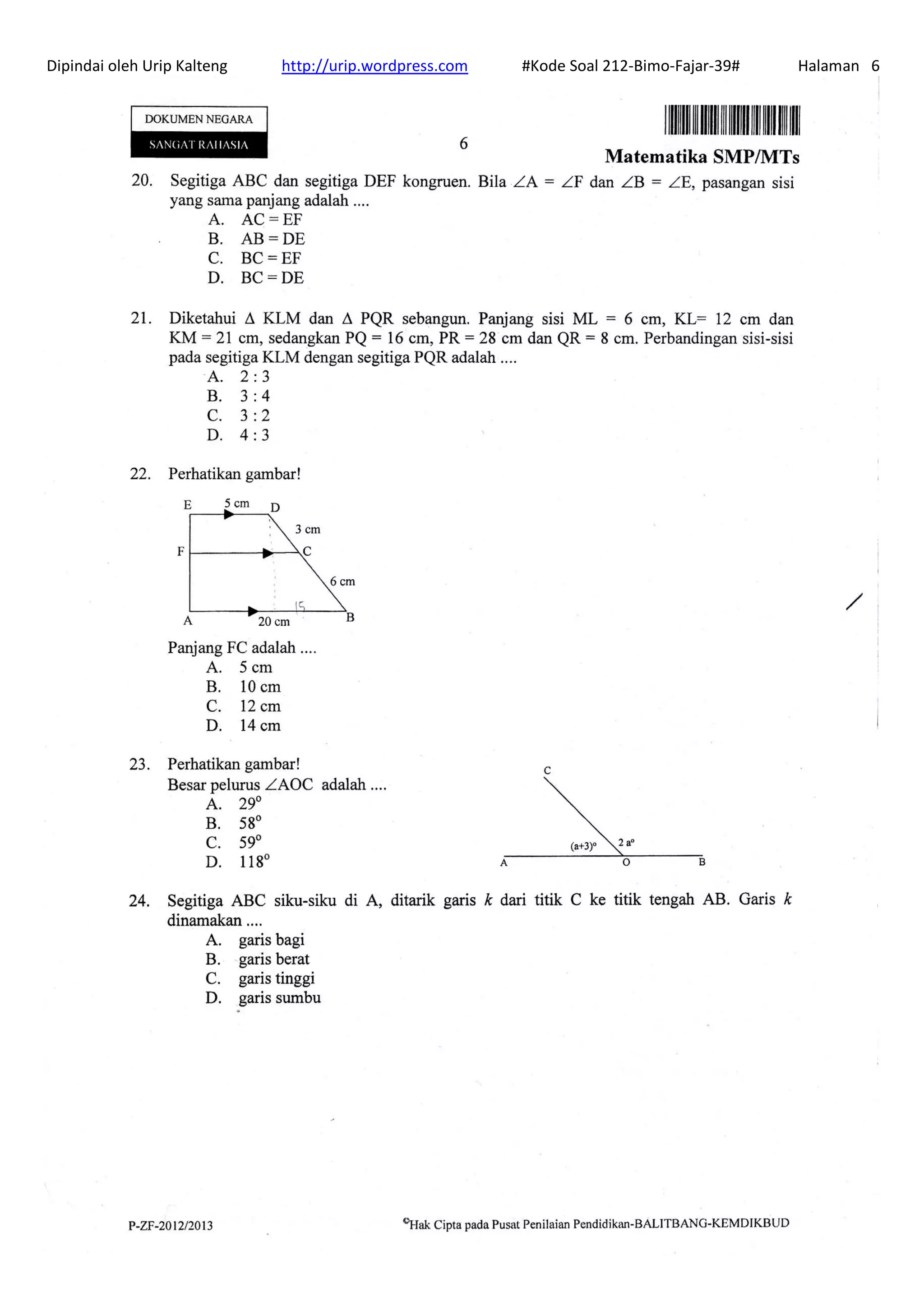Soal un-matematika-smp-21-212-bimo-fajar-39 | PDF