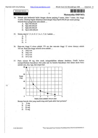 Soal un-matematika-smp-22-312-bimo-fajar-39-283 | PDF