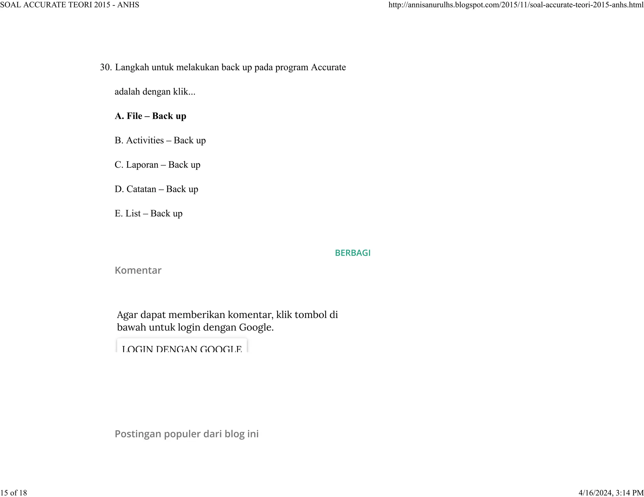 Soal accurate terbaru untuk mahasiswa ya | PDF