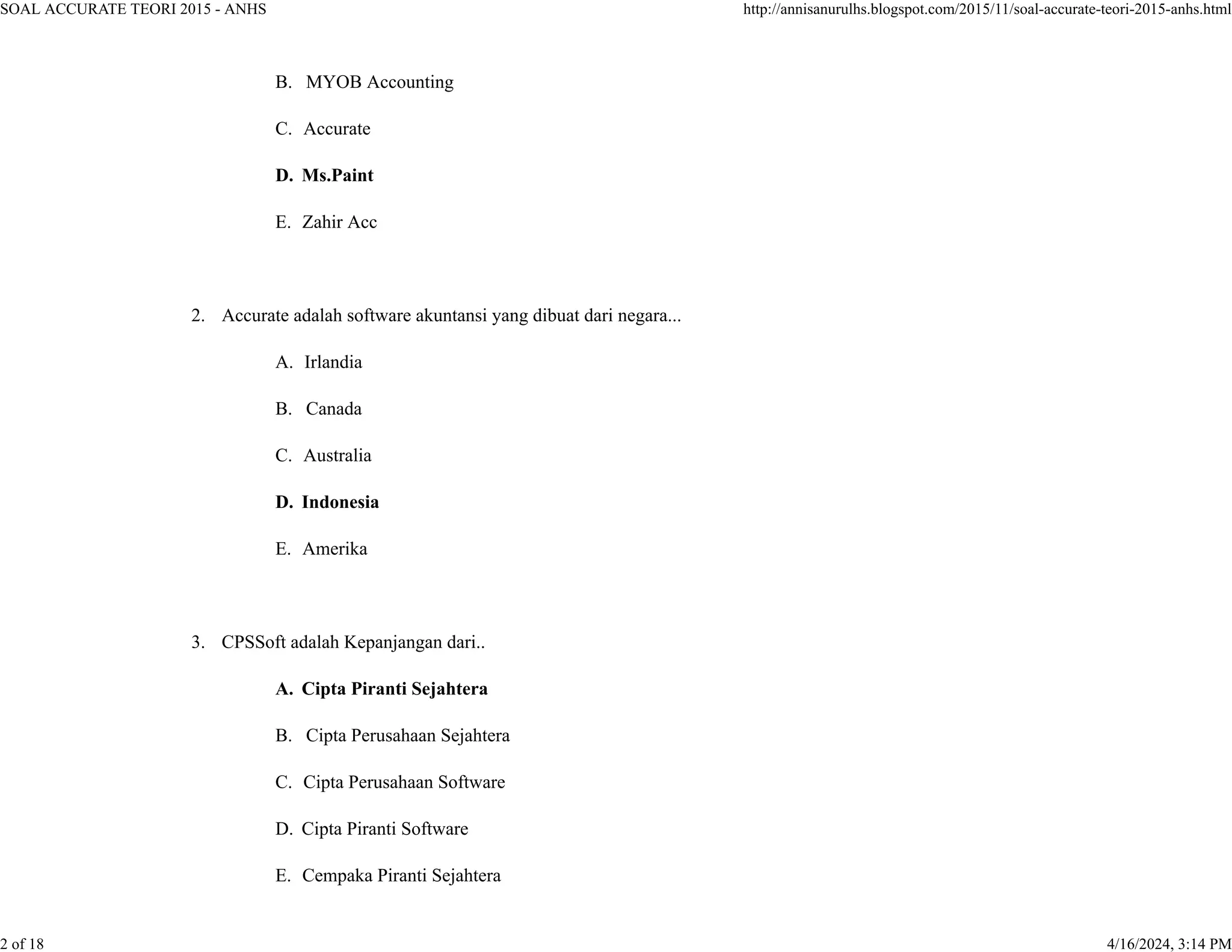 Soal accurate terbaru untuk mahasiswa ya | PDF