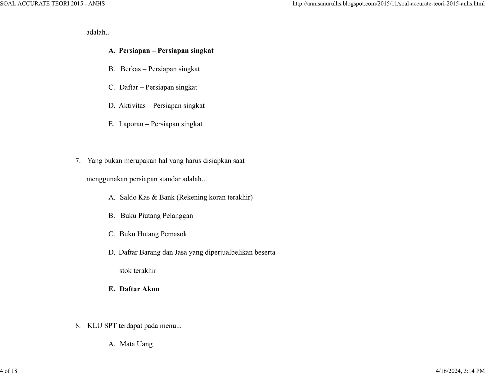 Soal accurate terbaru untuk mahasiswa ya | PDF