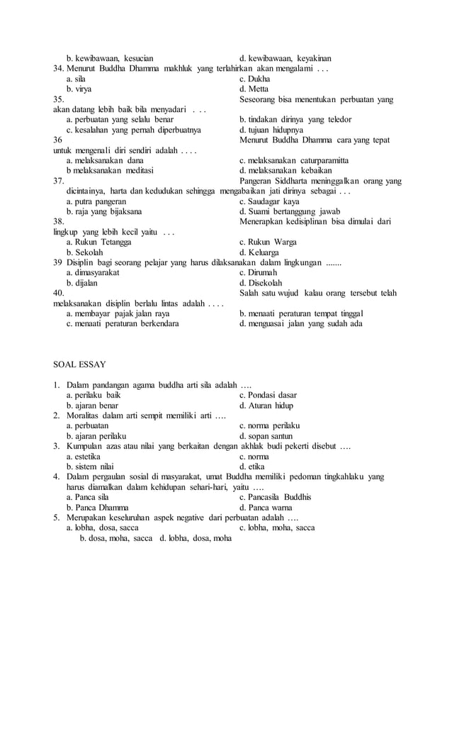 Soal agama us budha | PDF