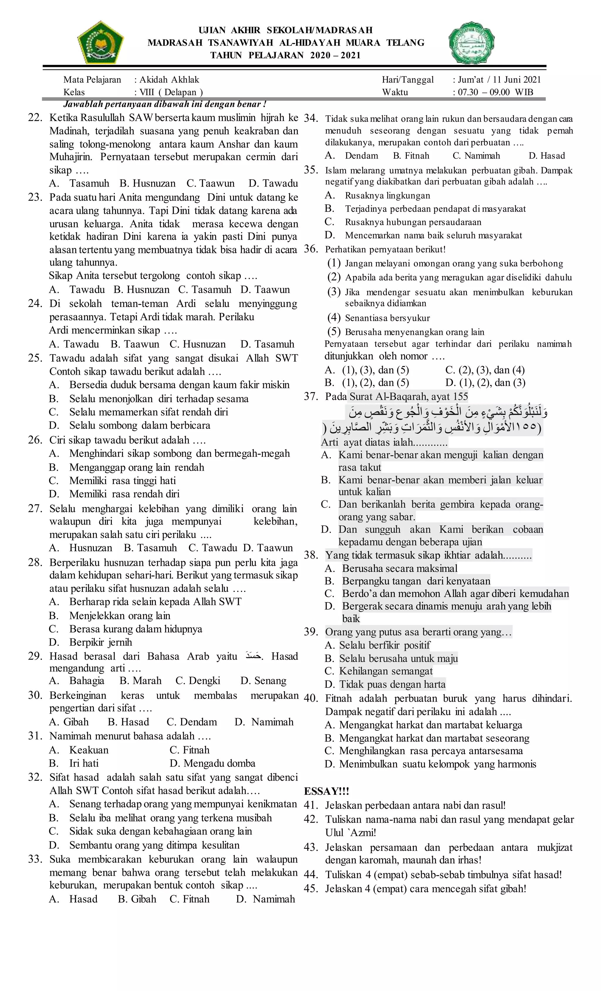 SOAL AKIDAH AKHLAK (1).docx