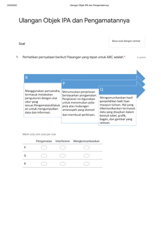Soal AKM Objek IPA dan Pengamatannya | PDF
