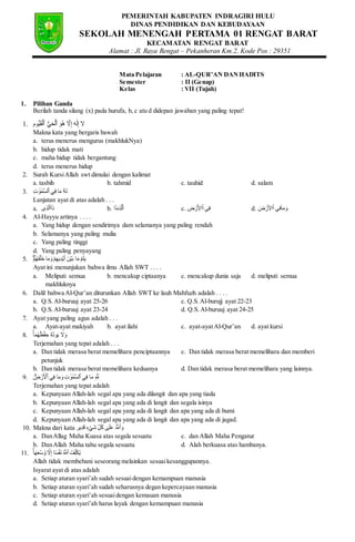 Soal Al-Qur'an dan Hadits Kelas VII 2022.docx