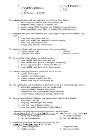 Soal al qur'an hadits kelas ix smt 1 2013 | DOCX