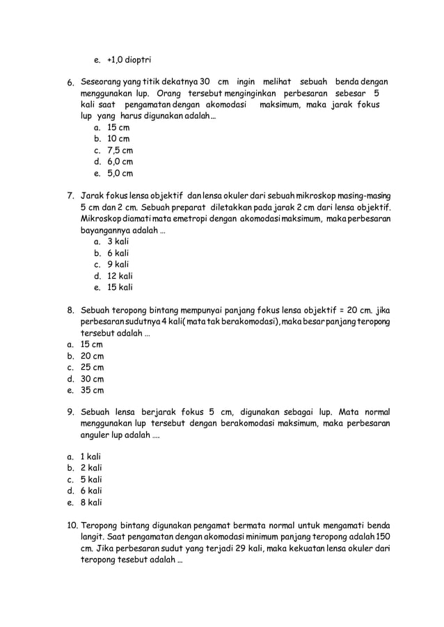 Soal alat optik gc | DOCX
