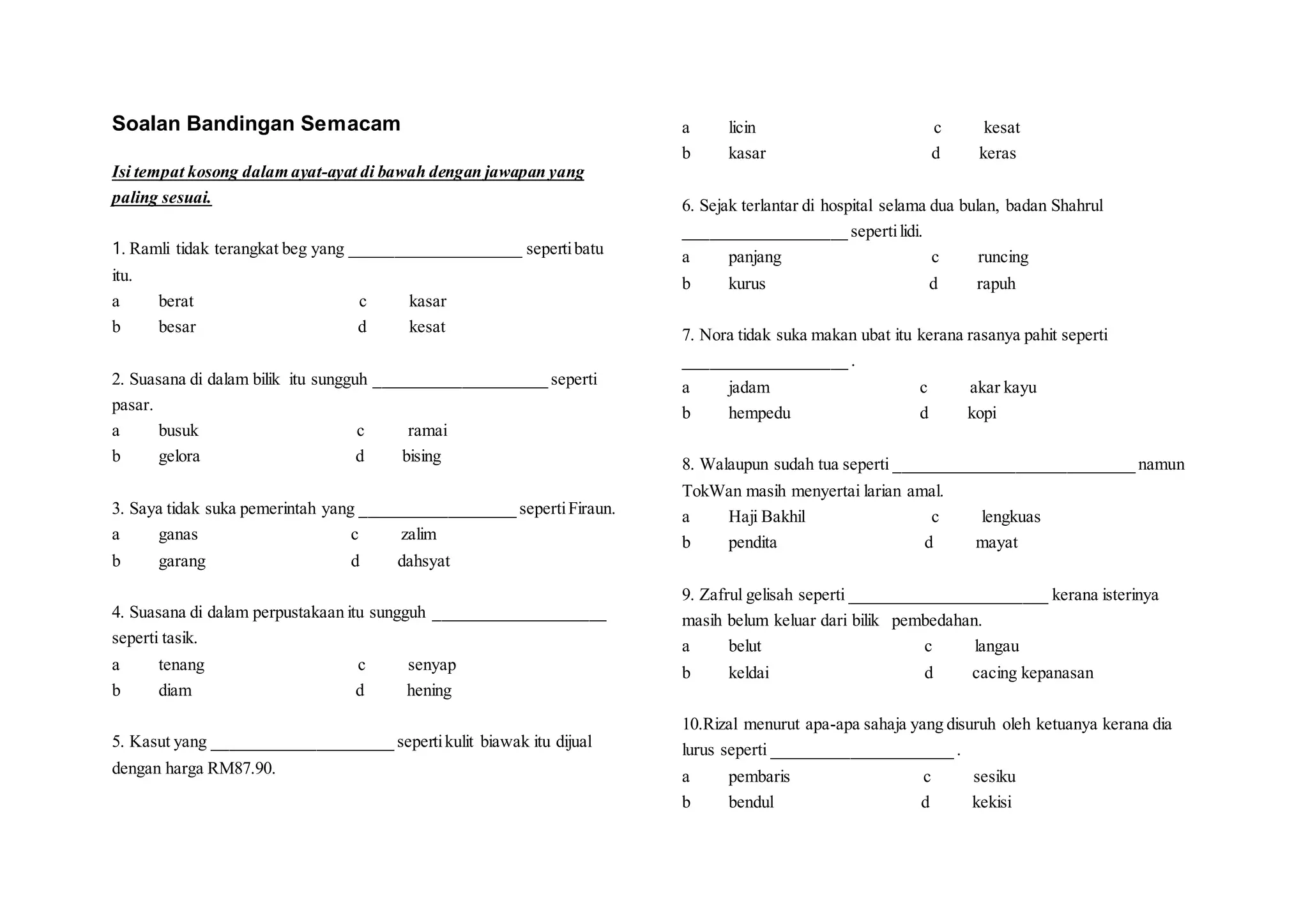 Soalan bandingan-semacam | DOCX