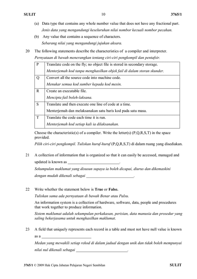Soalan ict-trial-2009-negeri-sembilan | PDF