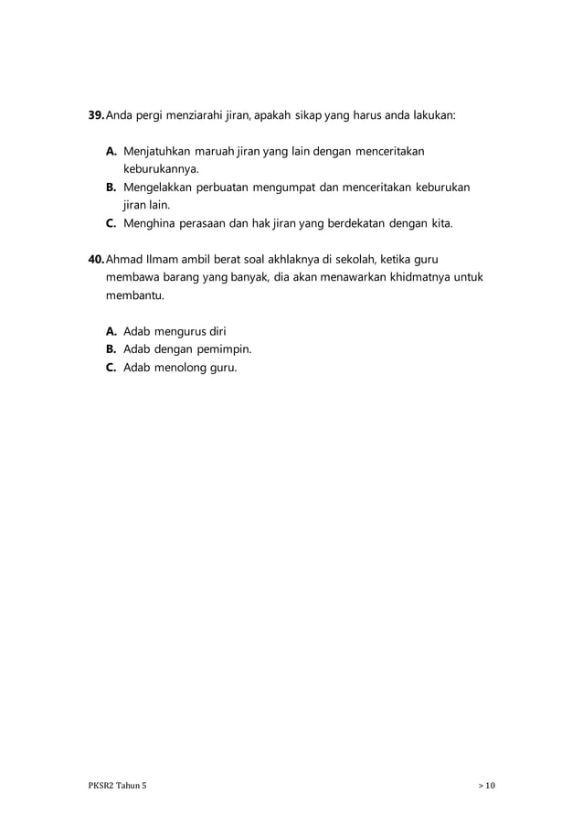 Soalan pat-2018-kssr-t5-pendidikan-islam | PDF