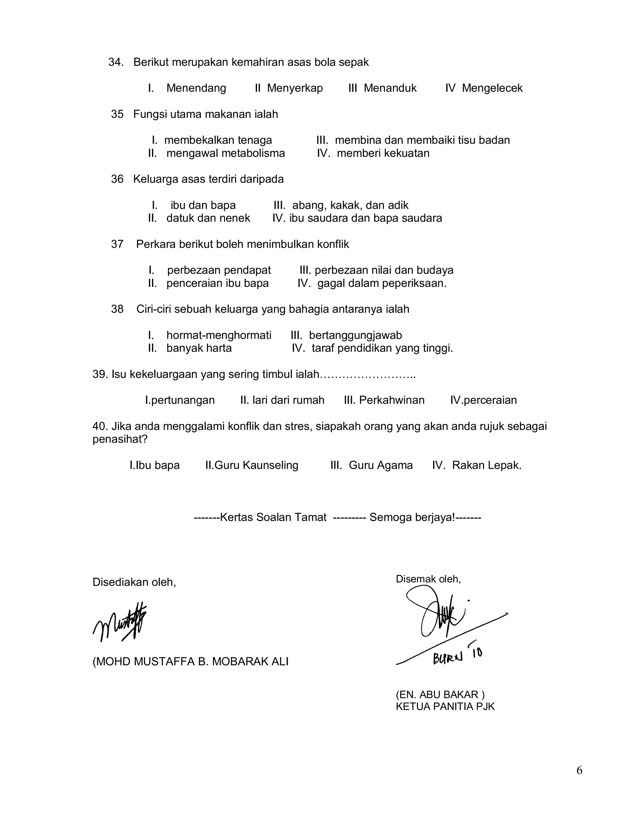 Soalan pjk-peralihan-ppt-2010 | PDF