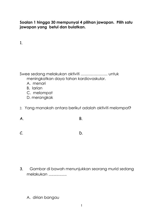 SOALAN PENDIDIKAN JASMANI | PDF