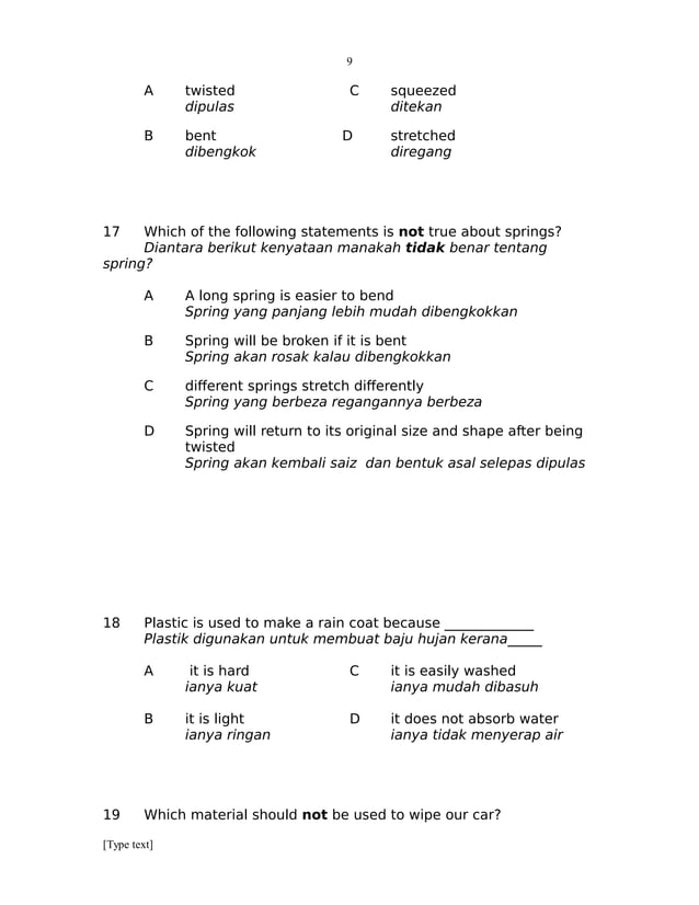 Soalan sains-tahun-3 | PDF