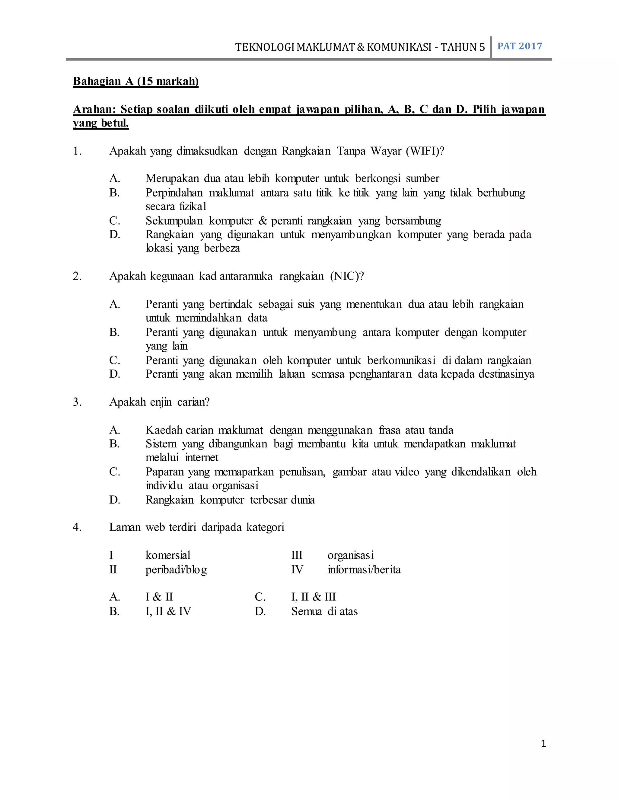 Soalan tmk-t5-pat-2016 | PDF