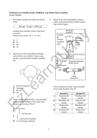 Soalan tubi-f4-kimia-bab-3-formula-persamaan-kimia | PDF