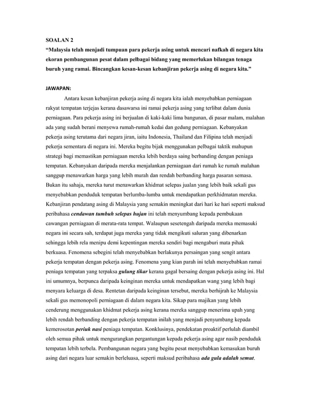 BAHASA MELAYU (SPM) LATIHAN MENGHURAIKAN ISI PERENGGAN PERTAMA | DOC