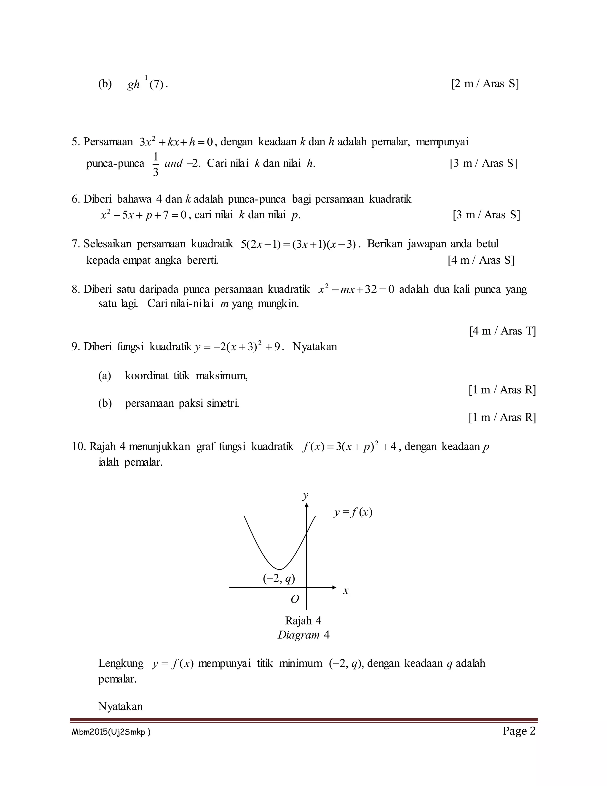 Soalan addmath f4 | DOCX