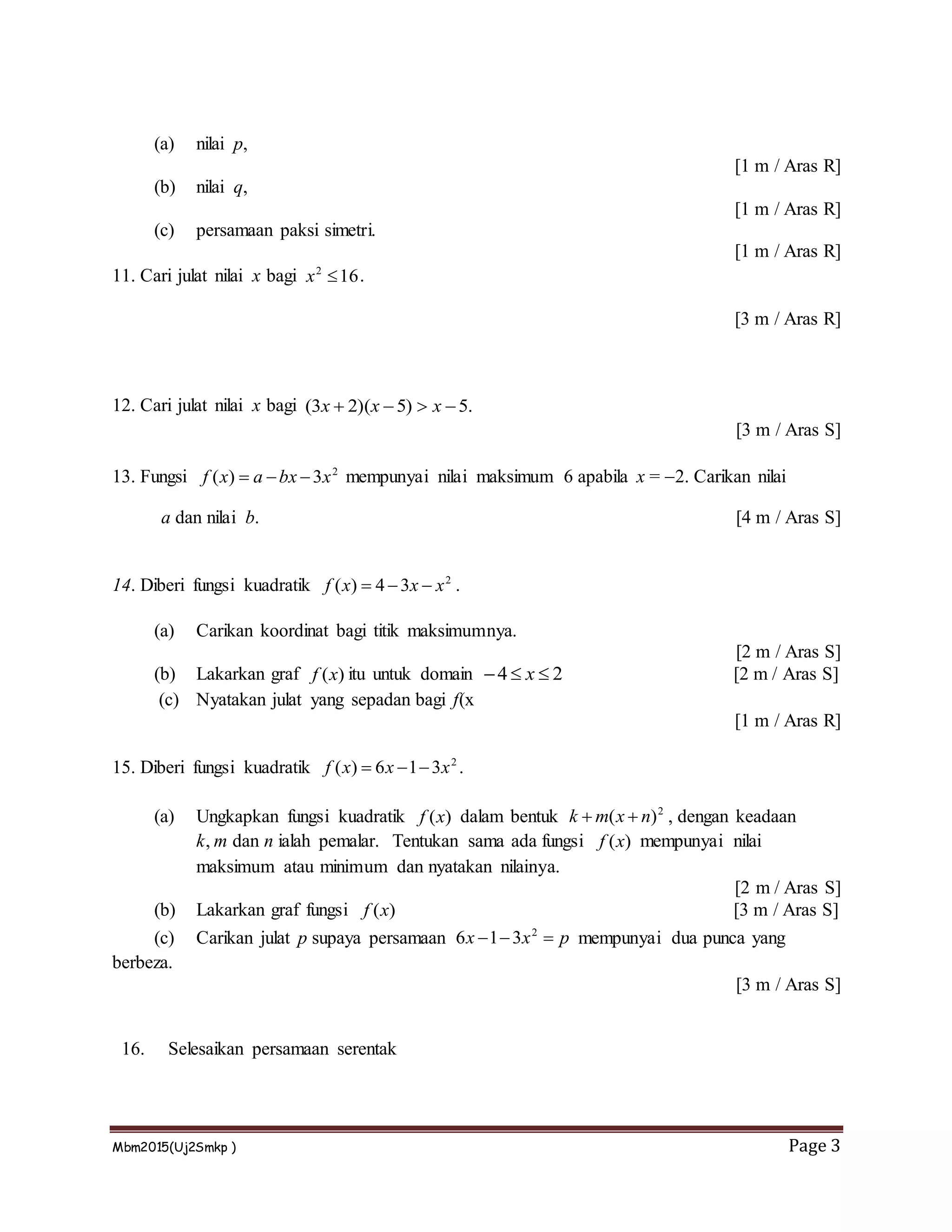 Soalan addmath f4 | DOCX