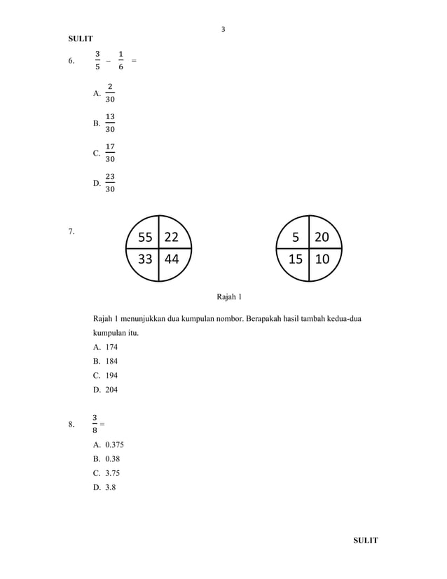 Soalan akhir tahun tahun 5 - matematik kertas 1 - 2015 | PDF