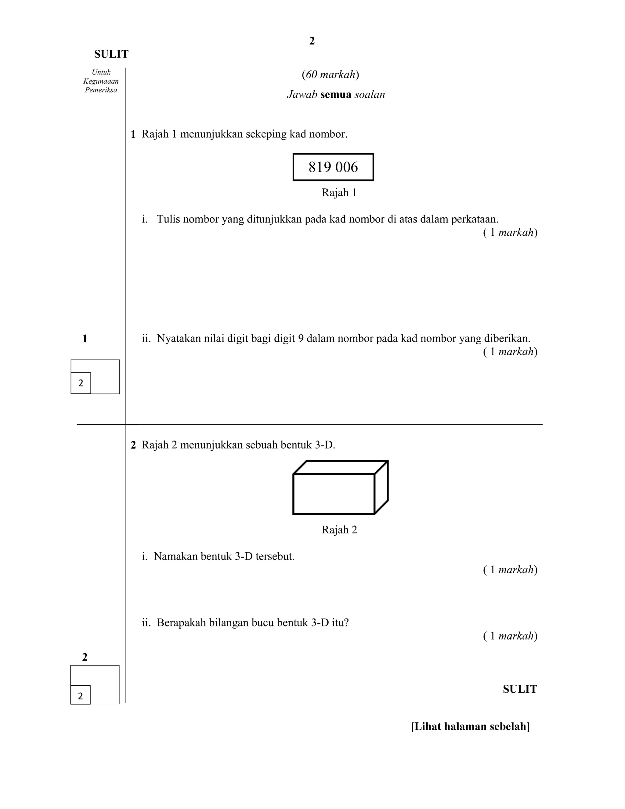 Soalan akhir tahun tahun 5 - matematik kertas 2 - 2015 | PDF