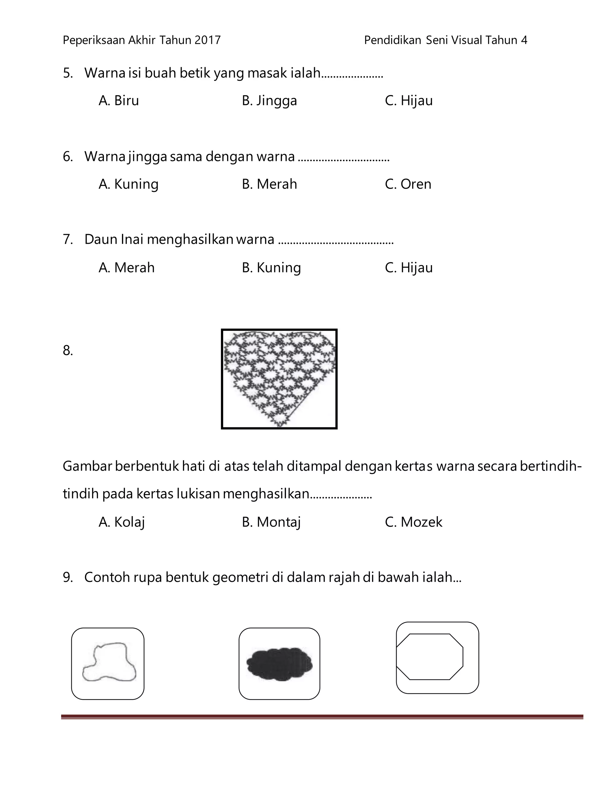Soalan akhir tahun 4 psv | DOC