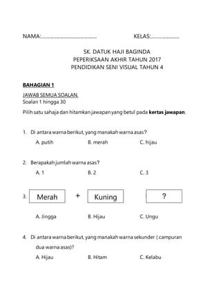 Soalan akhir tahun 4 psv | DOC