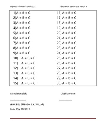 Soalan akhir tahun 4 psv | DOC