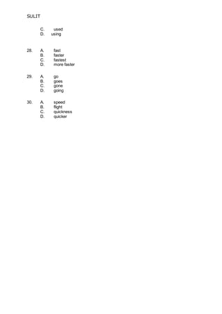 Kertas Soalan Bahasa Inggeris Kertas 1 Tahun 5 KSSR | DOCX