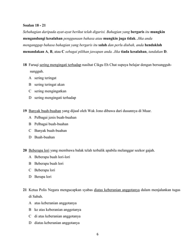 Soalan bm 1 pmr aras mudah | PDF