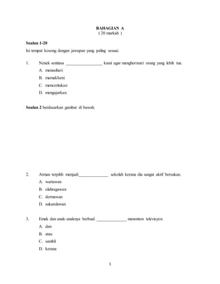 Soalan bahasa melayu pemahaman tahun 4 | DOCX