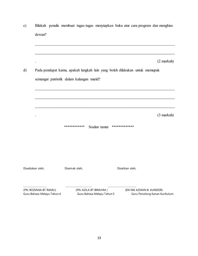 Soalan bahasa melayu pemahaman tahun 4 | DOCX