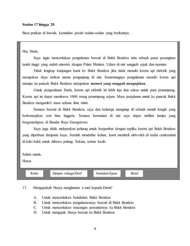 Soalan bahasa melayu pemahaman tahun 4 | DOCX