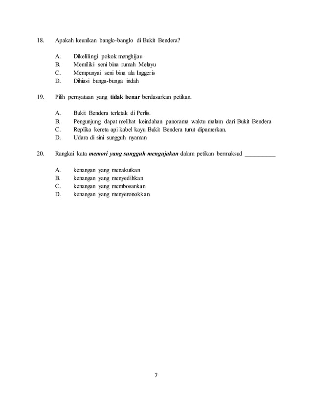 Soalan bahasa melayu pemahaman tahun 4 | DOCX