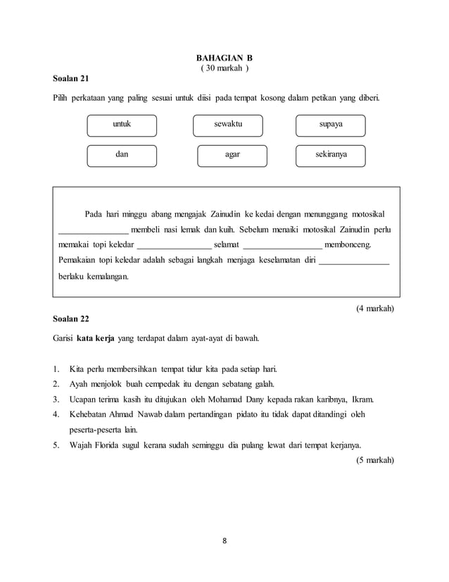 Soalan bahasa melayu pemahaman tahun 4 | DOCX