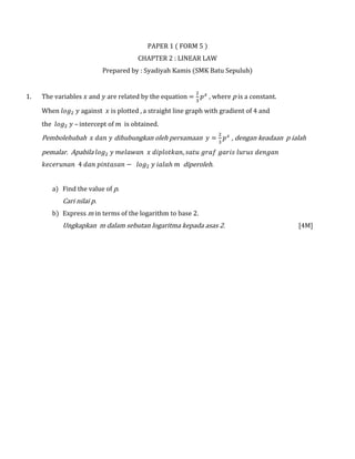 ADD MATH - LINEAR LAW - PAPER 1 | DOCX