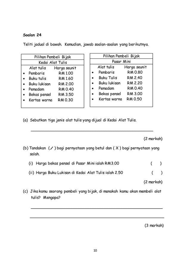 Soalan Bahasa Malaysia Pendidikan Khas Sekolah Menengah | DOCX